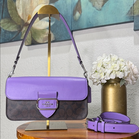 Coach | Bags | Coach Purple Morgan Shoulder Bag In Signature Canvas ...